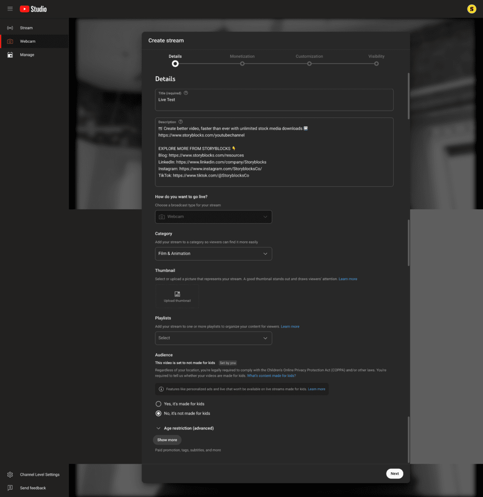 How to live stream on YouTube - Storyblocks