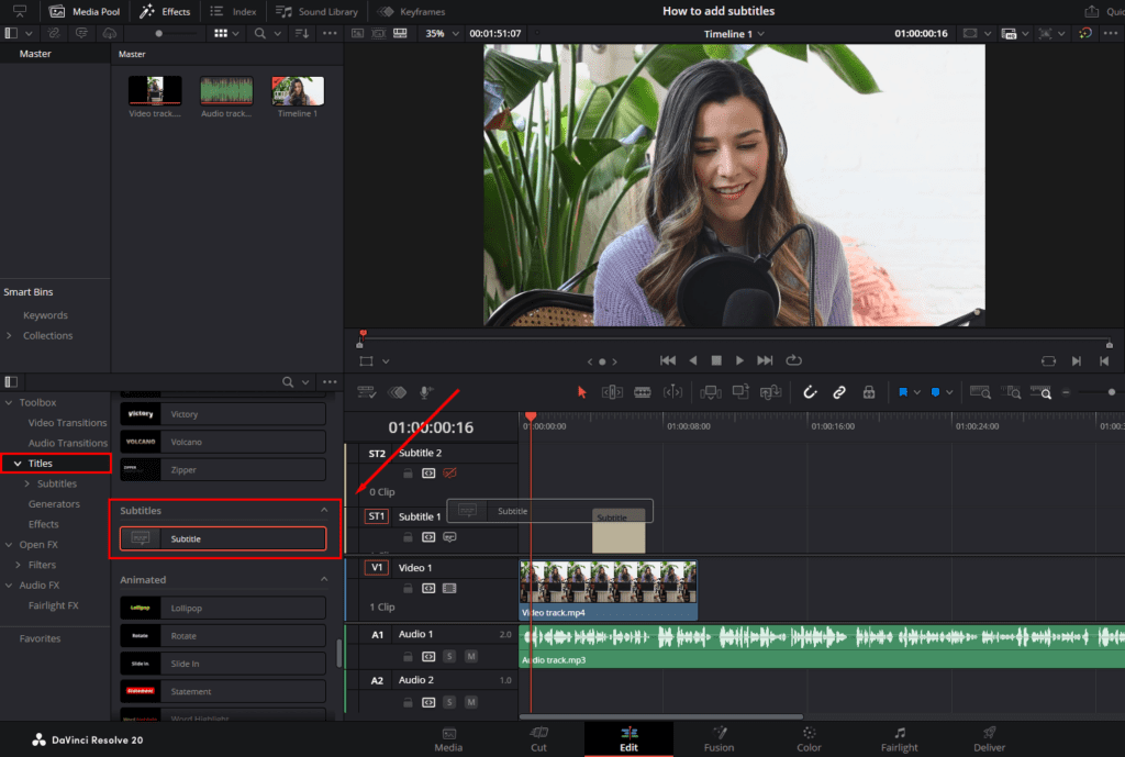 How to add subtitles in DaVinci Resolve - Storyblocks