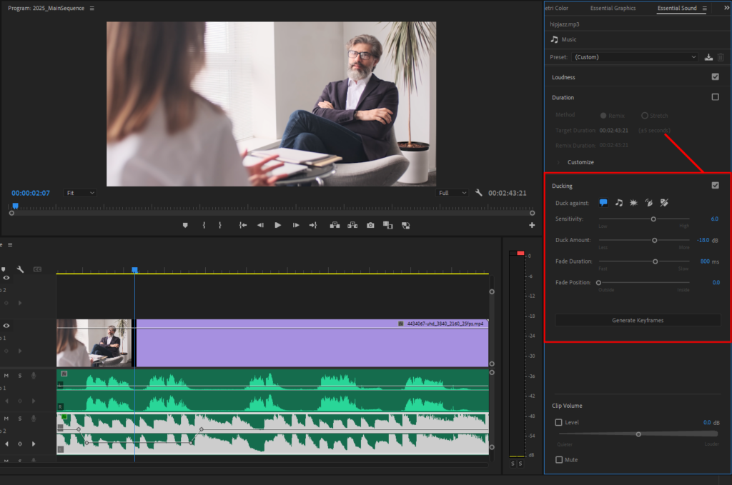 How to adjust music behind a voice track in Premiere Pro - Storyblocks